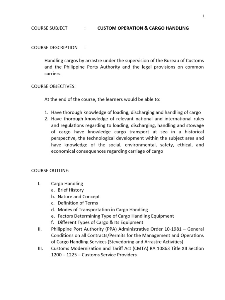 Operation & Cargo Handling | PDF | Cargo | Transport Operation & Cargo Handling | PDF | Cargo | Transport