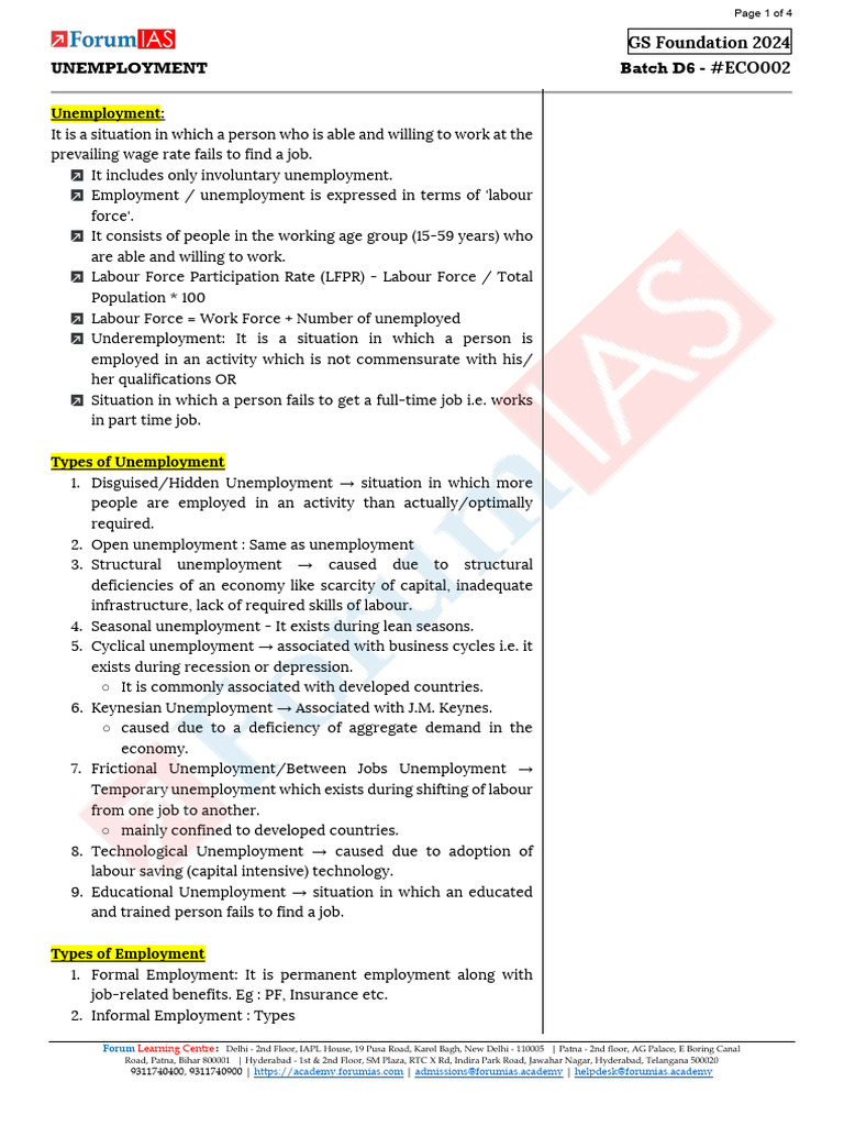 Eco 2 D6 Unemployment | PDF | Unemployment | Employment