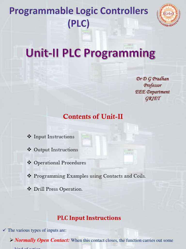 PLC Unit-II PLC Programming | PDF | Programmable Logic Controller | Relay