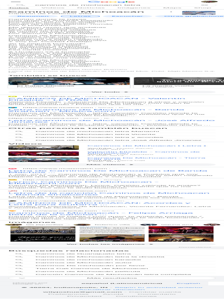 Caminos de Michoacan Letra - Buscar Con Google | PDF