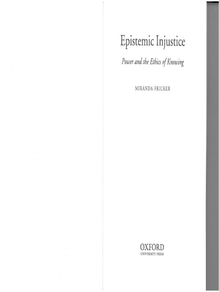 Fricker - Epistemic Injustice Ch. 1 | PDF