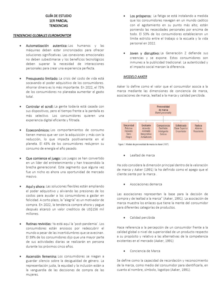 GUÍA DE ESTUDIO 1er Parcial - Tendecias | PDF | Marca | Business