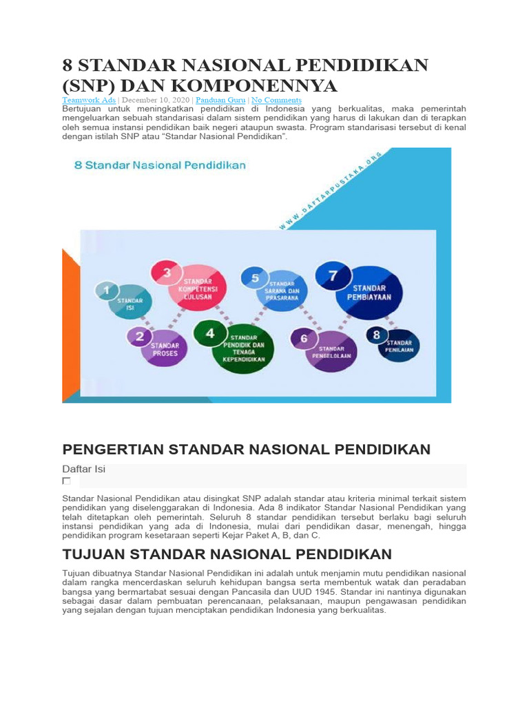 8 Standar Nasional Pendidikan | PDF