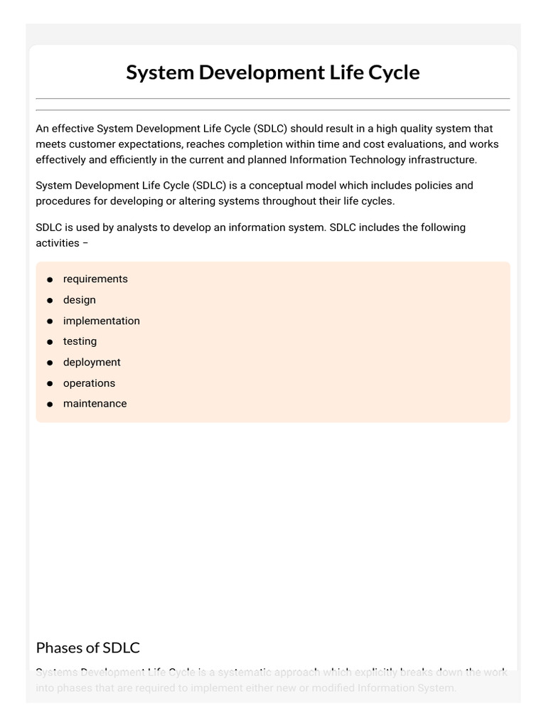 SDLC | PDF | Information Technology | Computing