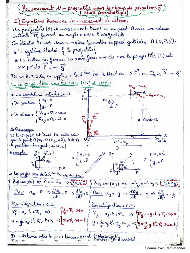 Mouvement D'un Projectile (Chute Parabolique) | PDF