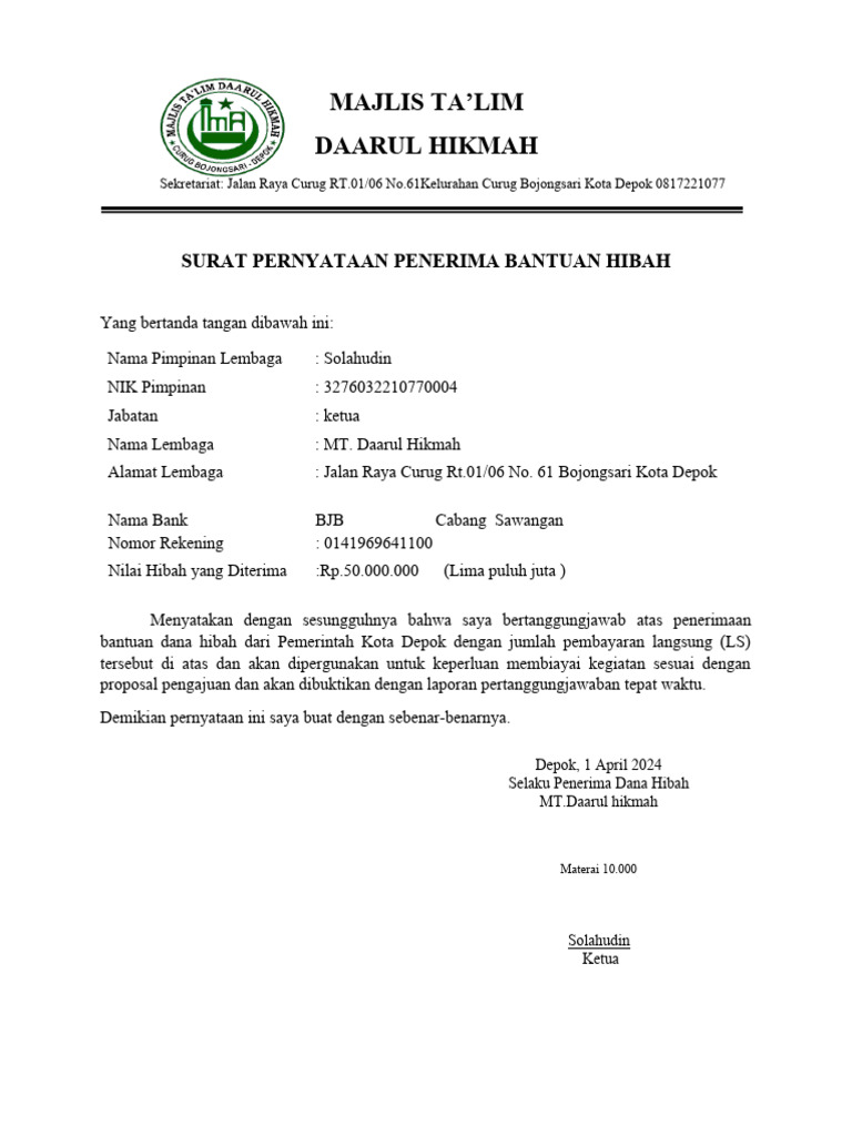surat-peryataan-bank-bjb-pdf
