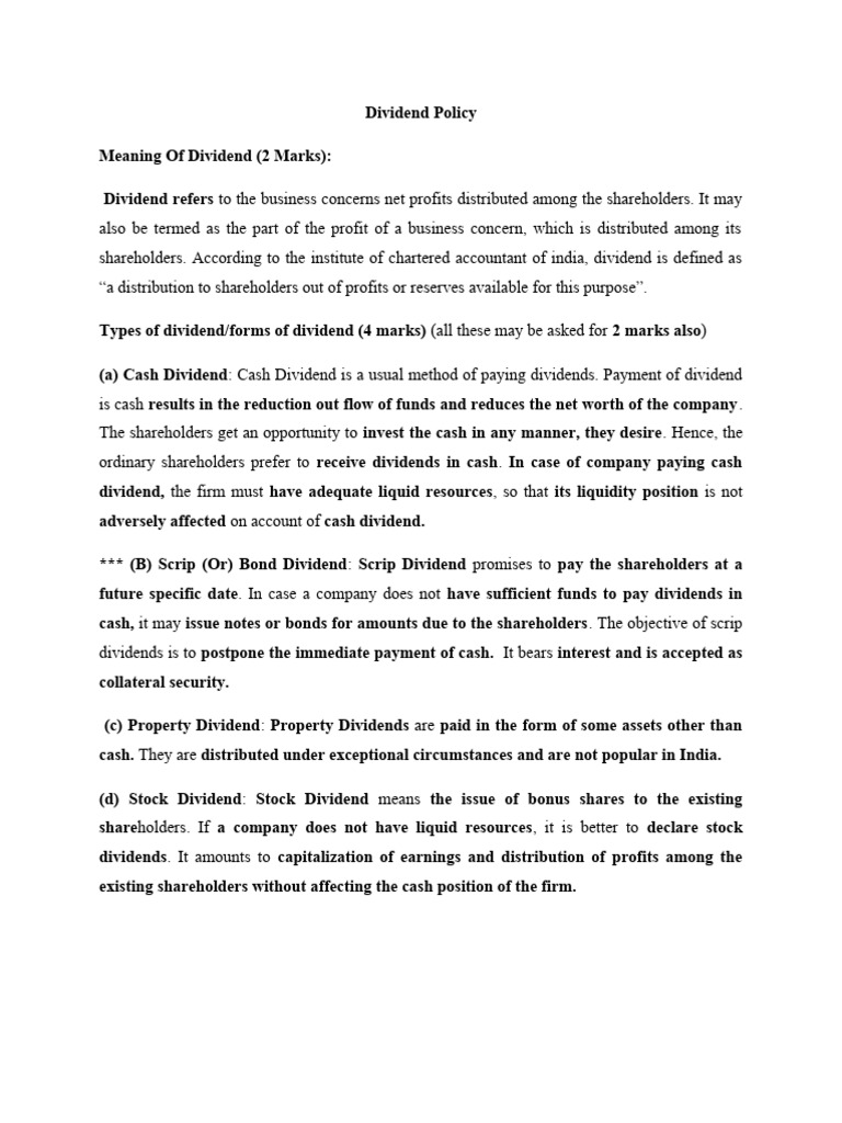 Dividend Policy | PDF | Dividend | Stocks