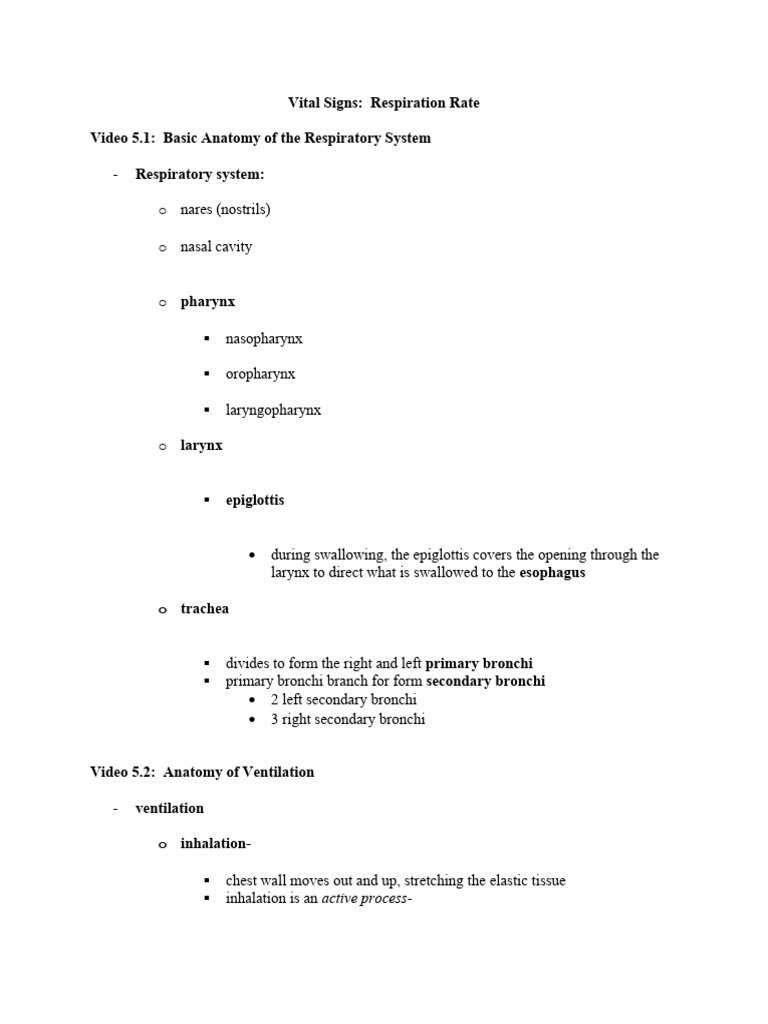 Week 5 Lecture Outline | PDF | Respiratory System | Breathing Week 5 Lecture Outline | PDF | Respiratory System | Breathing