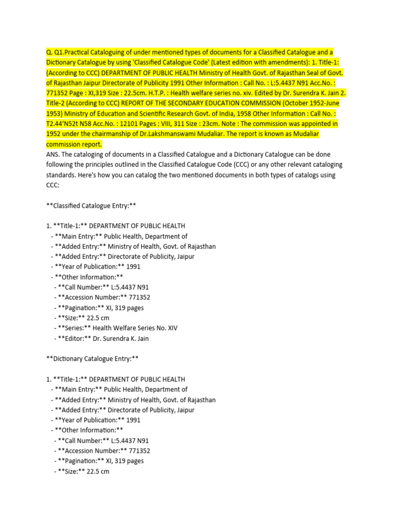 BLS-106 Library Catalouguing Classified Catalogue Code | PDF | Information Science