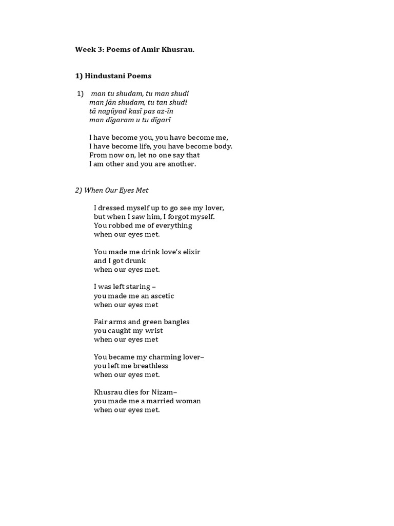 Week 3. Poems of Khusrau | PDF