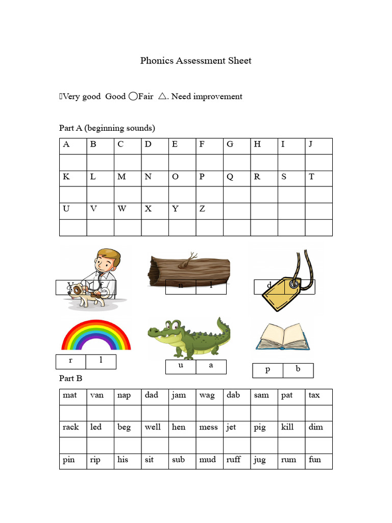 Phonics Assessment Sheet | PDF
