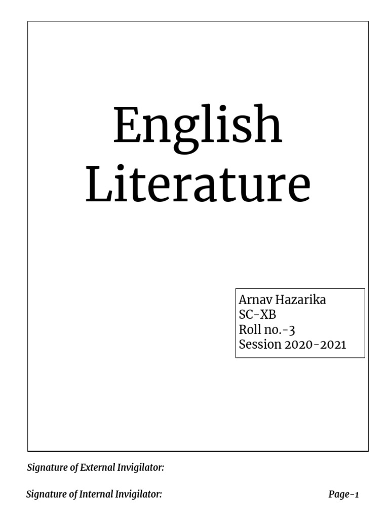 English Literature Project | PDF | Art | General Fiction