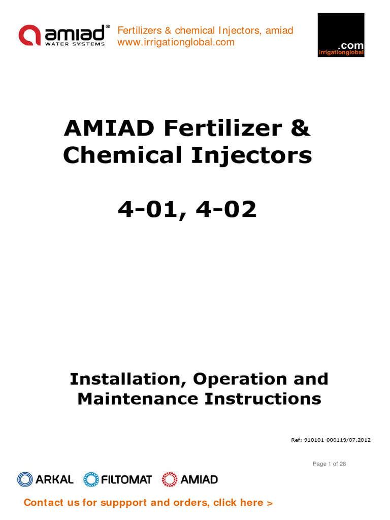 Fertilizer Injector Installation Guide | PDF | Pump | Valve