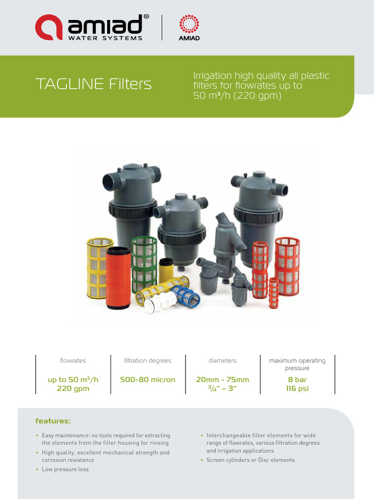 Tagline Series A4 Irrig en - 2018 | PDF | Filtration | Materials