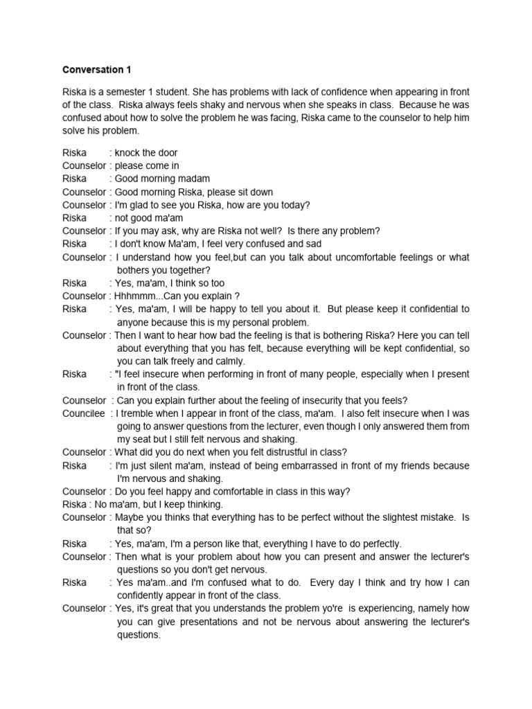 Sample of Counseling Conversation | PDF | Career & Growth | Language ...