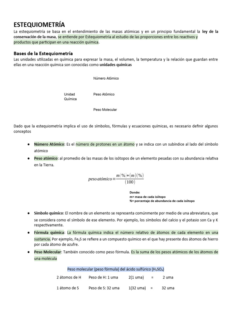 7 Estequiometria | PDF | Estequiometría | Reacciones químicas