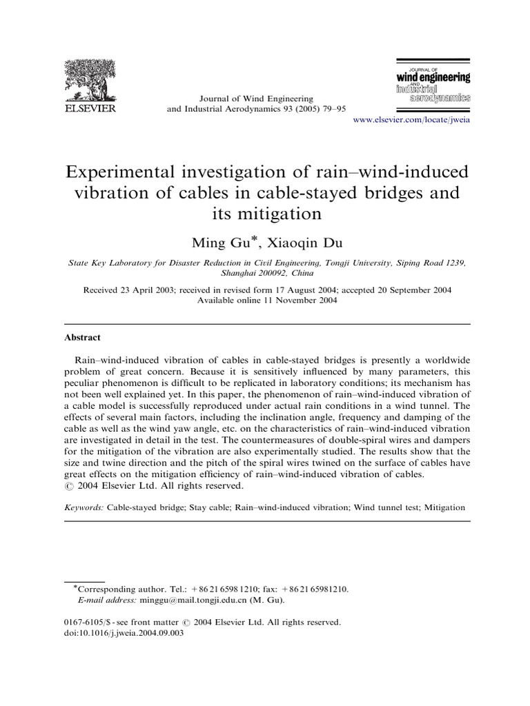 Experimental Investigation Of Rain Wind Induced Vibration Of Cables In Cable Stayed Bridges And