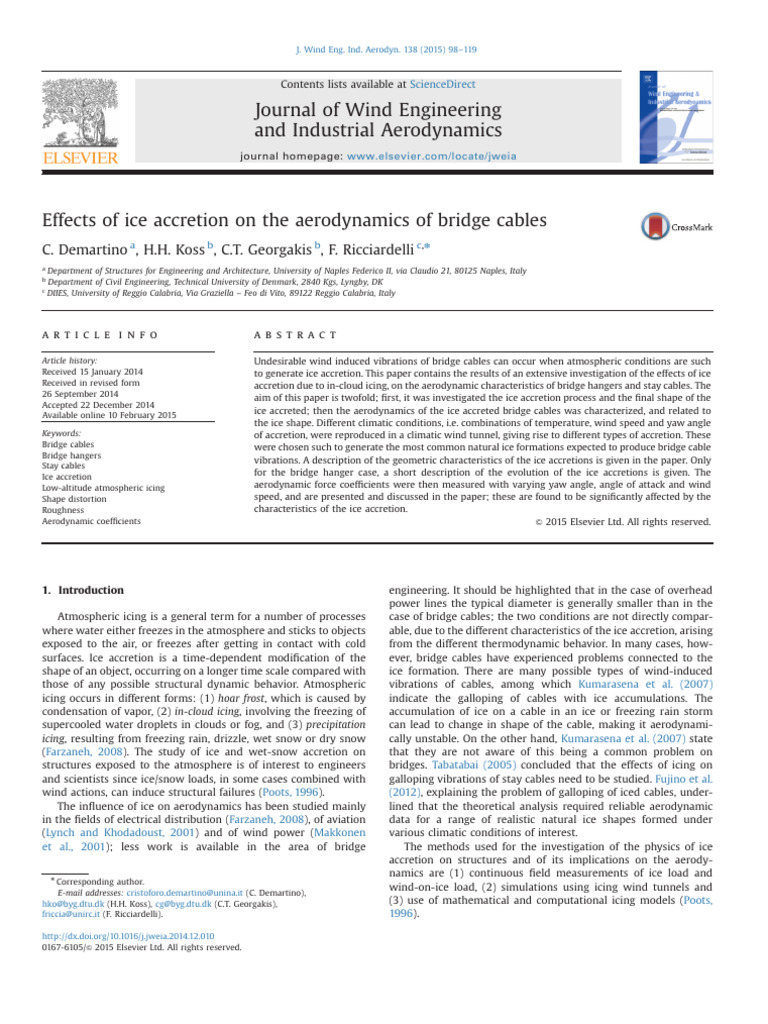 Effects of Ice Accretion On The Aerodynamics of Bridge Cables 2015 ...