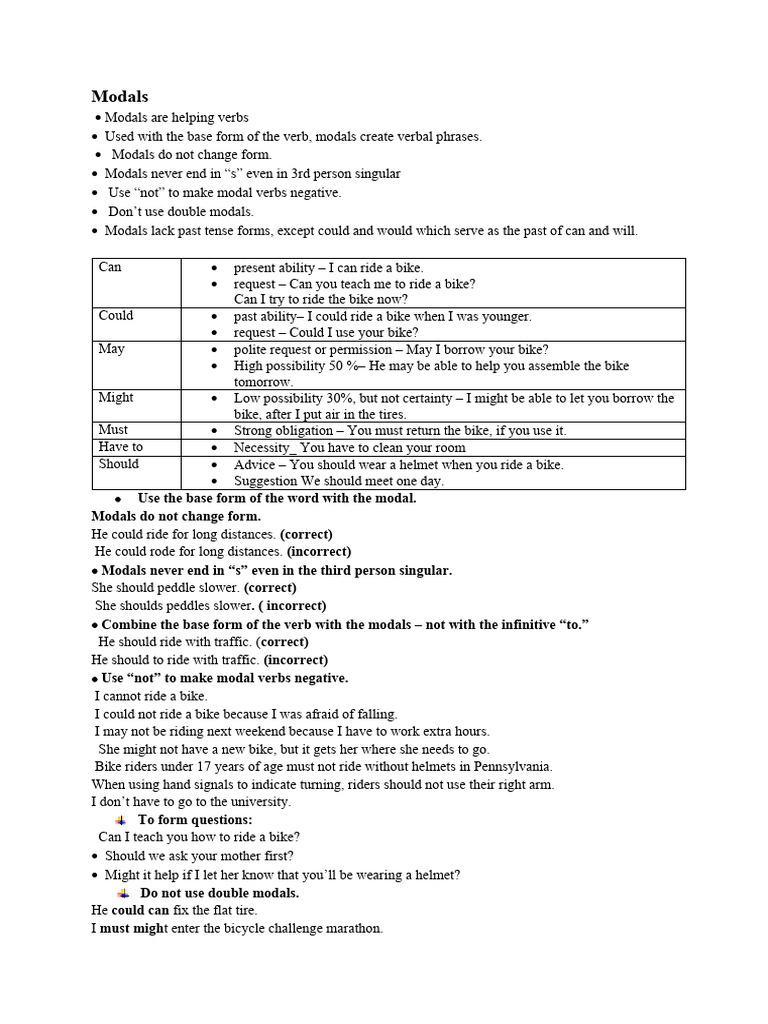 Modal Verbs | PDF | Verb | Semantic Units