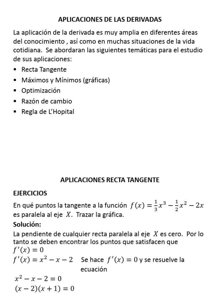 Aplicaciones de Las Derivadas | PDF | Derivado | Pendiente