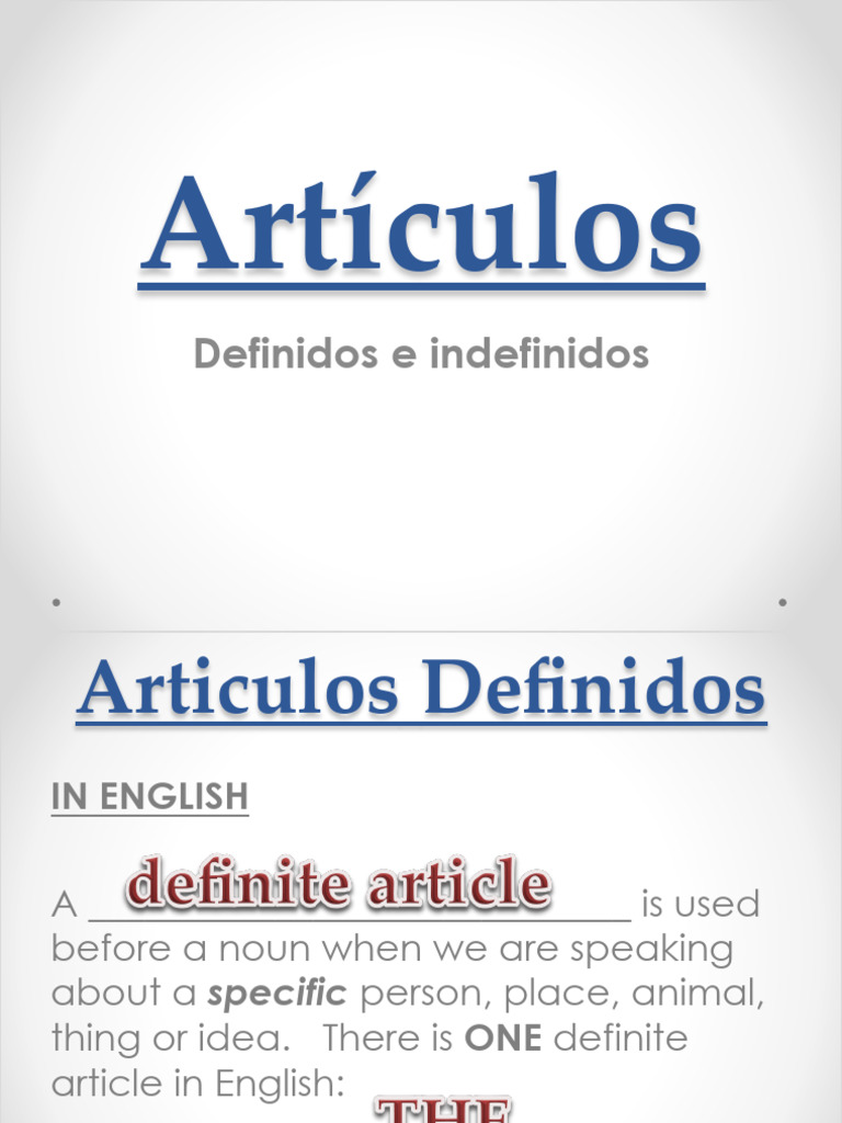Articulos Definidos e Indefinidos | PDF | Grammatical Gender | Plural