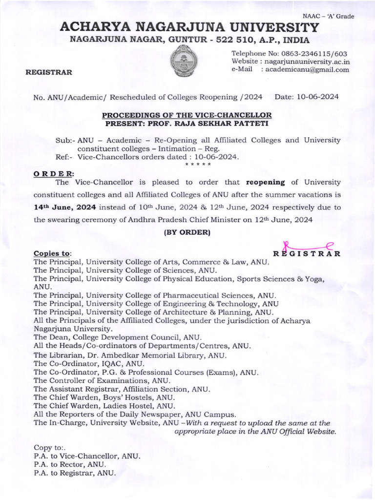 Rescheduled of Colleges Reopening 2024-25 | PDF | Educational ...