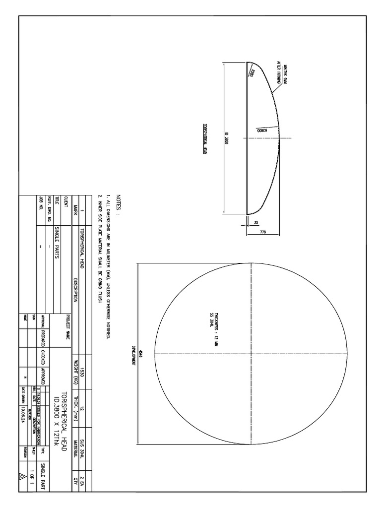 Torispherical Head Id 3800 | PDF