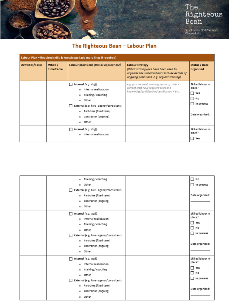 Righteous Bean Labour Strategy Plan | PDF | Consultant | Business
