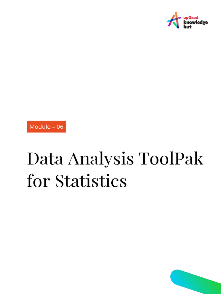 Data Analysis ToolPak For Statistics | PDF | Multicollinearity | Linear Regression