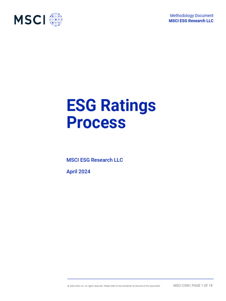 MSCI ESG Ratings Methodology - Process | PDF | Msci | Governance
