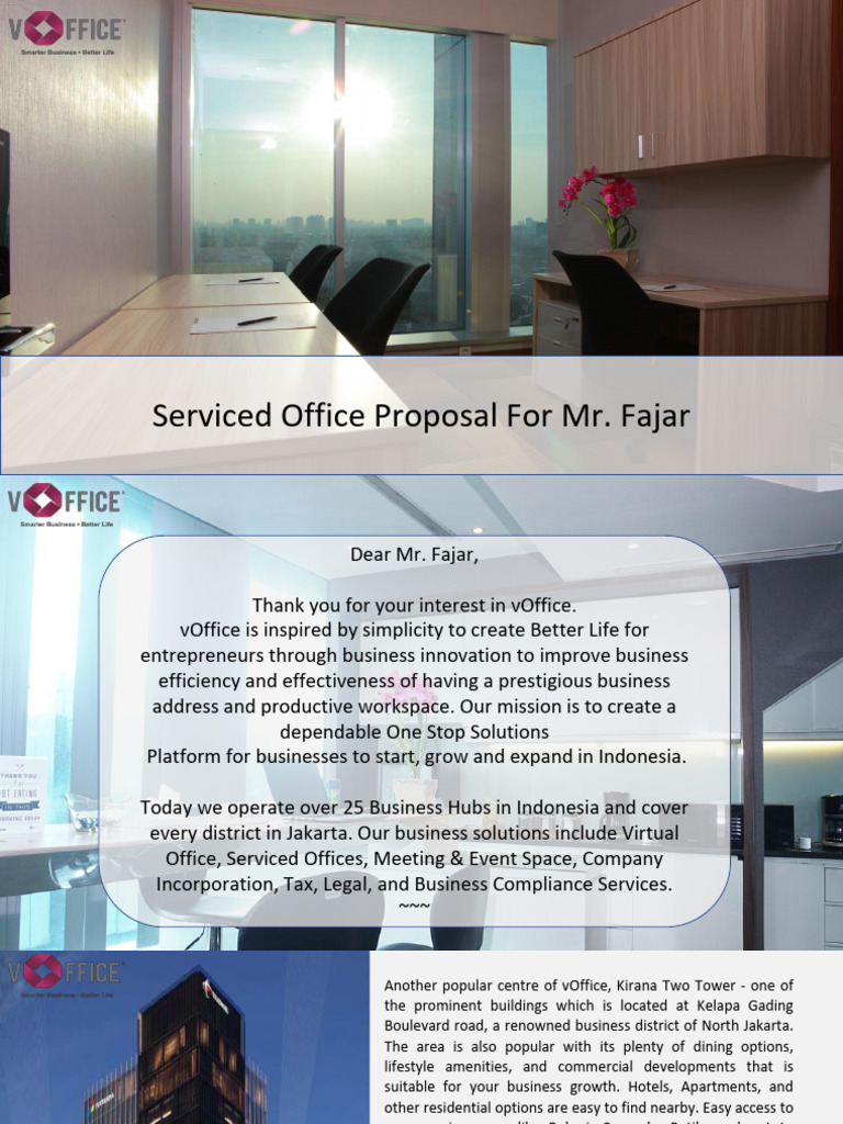 Serviced Office Proposal For Mr. Fajar (Kirana Two) | PDF | Jakarta ...