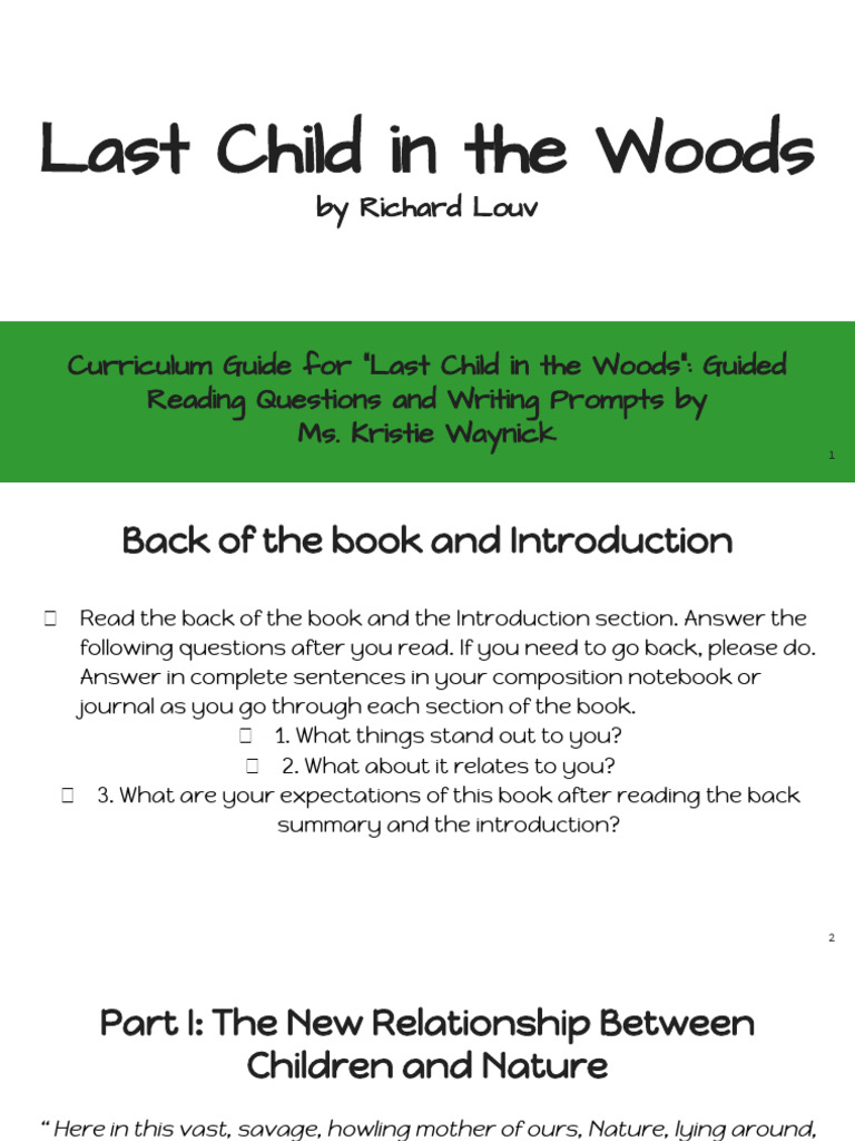 Curriculum Guide for Last Child in the Woods | PDF | Nature | Community
