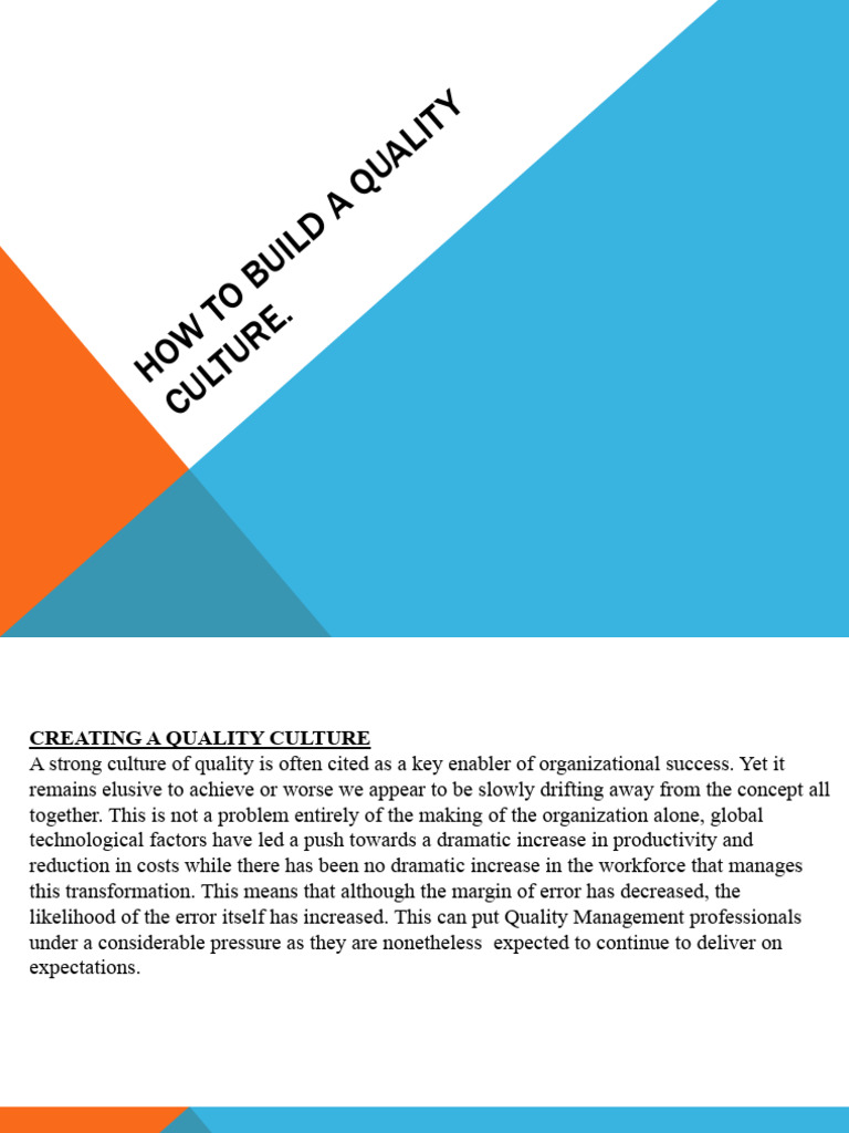 Building a Quality Workplace Culture | PDF | Leadership | Employment