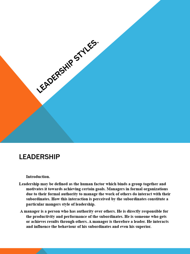 LEADERSHIP STYLES | PDF | Leadership | Psychological Concepts