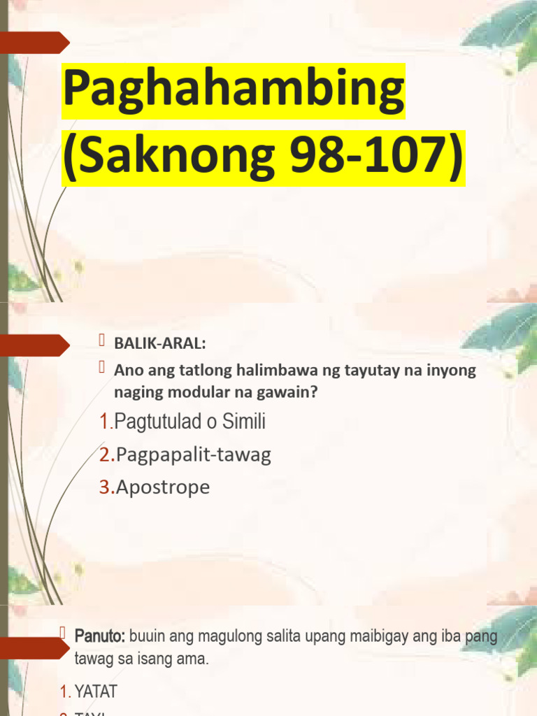 Cot4 Paghahambing | PDF