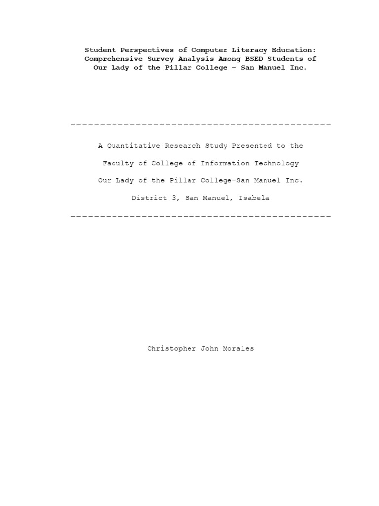 Student Perspectives of Computer Literacy Education | PDF | Literacy ... Student Perspectives of Computer Literacy Education | PDF | Literacy ...
