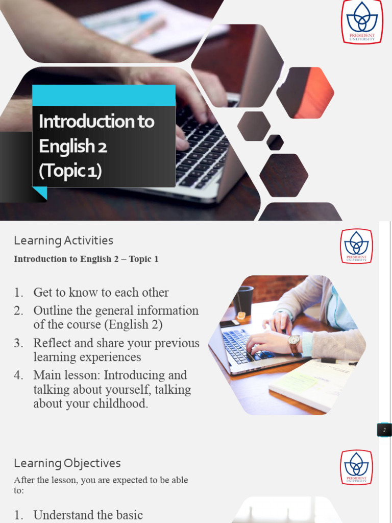 Topic 1 - Introduction To English 2 | PDF | Communication | Learning