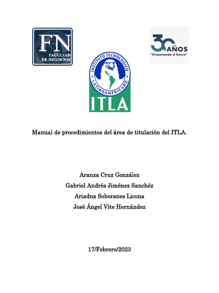 1 Parte Del Manual de Procedimientos Del Ã¡rea de TitulaciÃ N Del ITLA ...