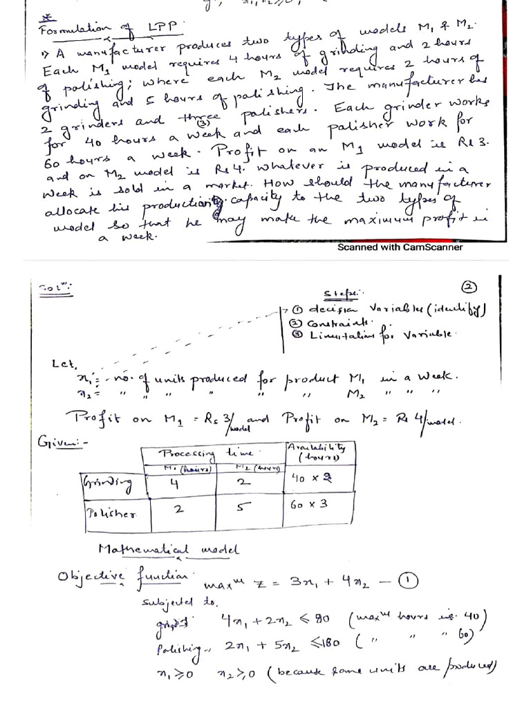 Formulation A Manufacturer Produces Two Models | PDF