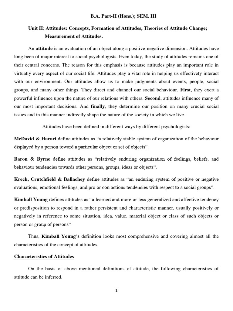 Unit 2 Attitudes | PDF | Attitude (Psychology) | Likert Scale