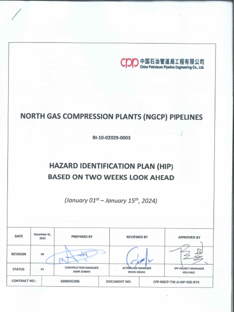HIP CPP For NGCP Pipelines | PDF | Hazards | Personal Protective Equipment
