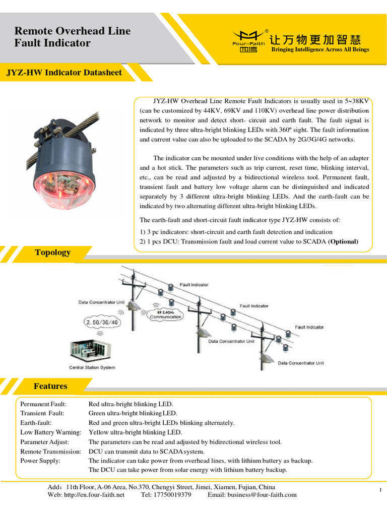 New 2.4 GHZ JYZ-HW Remote Overhead Line Fault Indicator Datasheet | PDF ...
