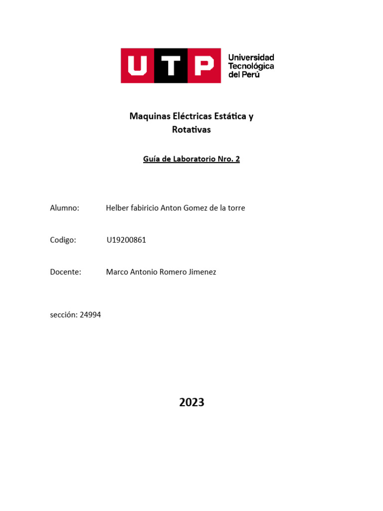 Laboratorio Nro 2 Maquinas Electricas Estaticas y Rotativas | PDF | Transformador | voltaje