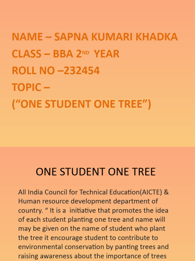 One Student One Tree Initiative Overview | PDF | Water | Deforestation