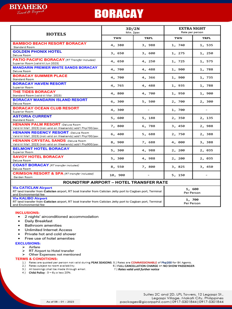 Boracay Package | PDF | Hotel