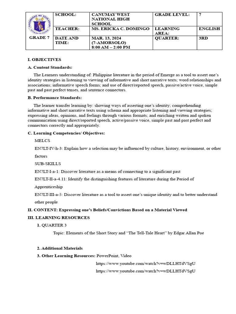 Lesson 6 Day 3 | PDF | Learning