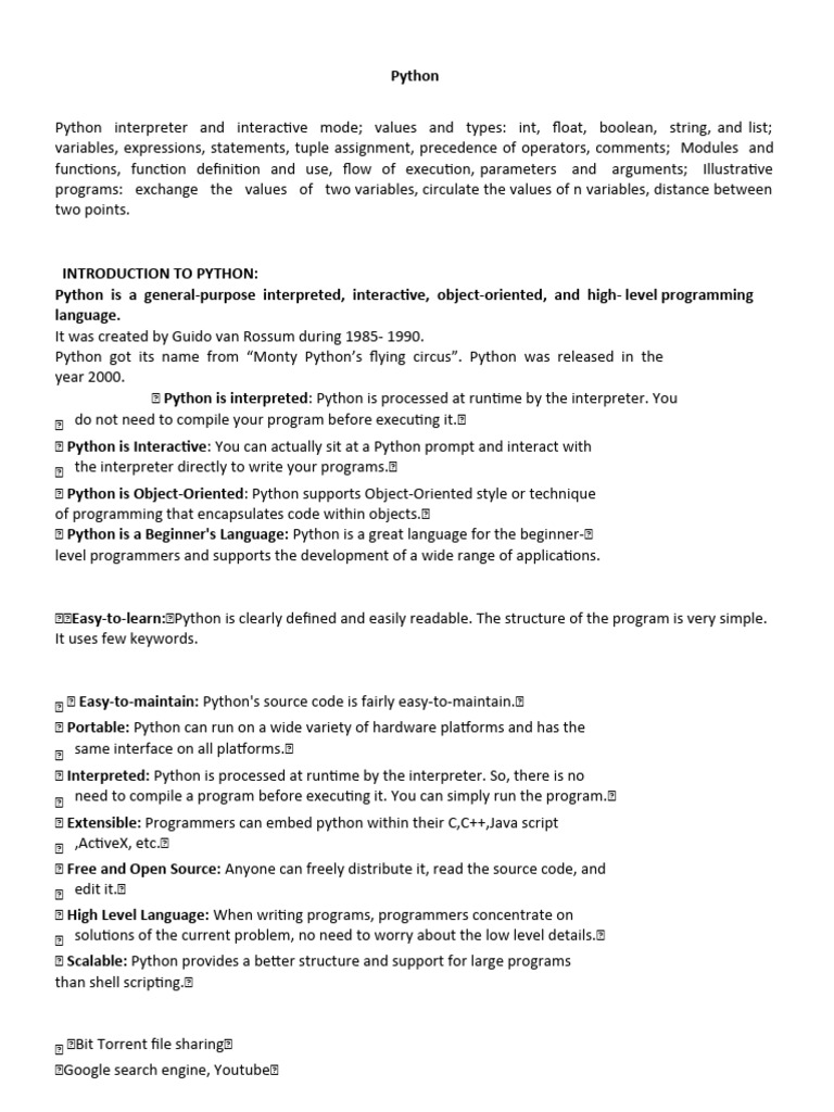 Python Notes Final Pdf Parameter Computer Programming Control Flow 