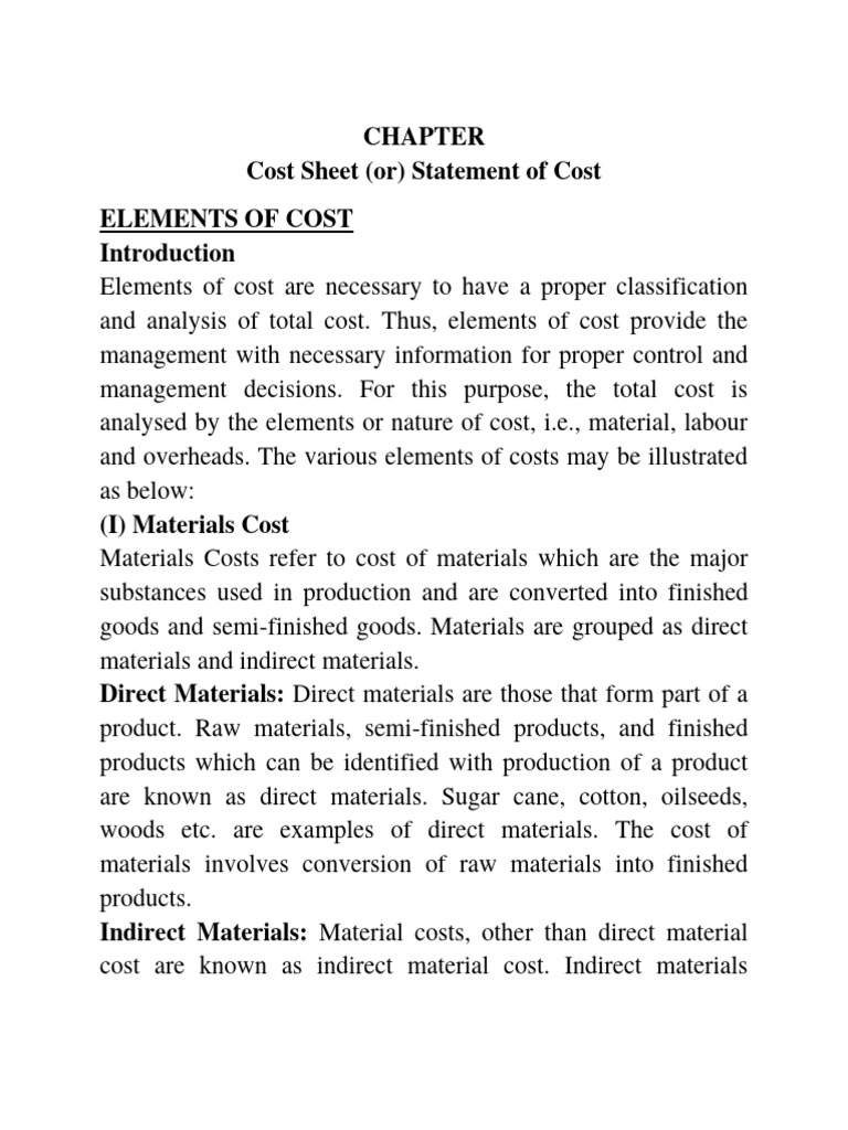 Chapter 06 Statement of Cost Sheet | PDF | Cost Of Goods Sold | Cost