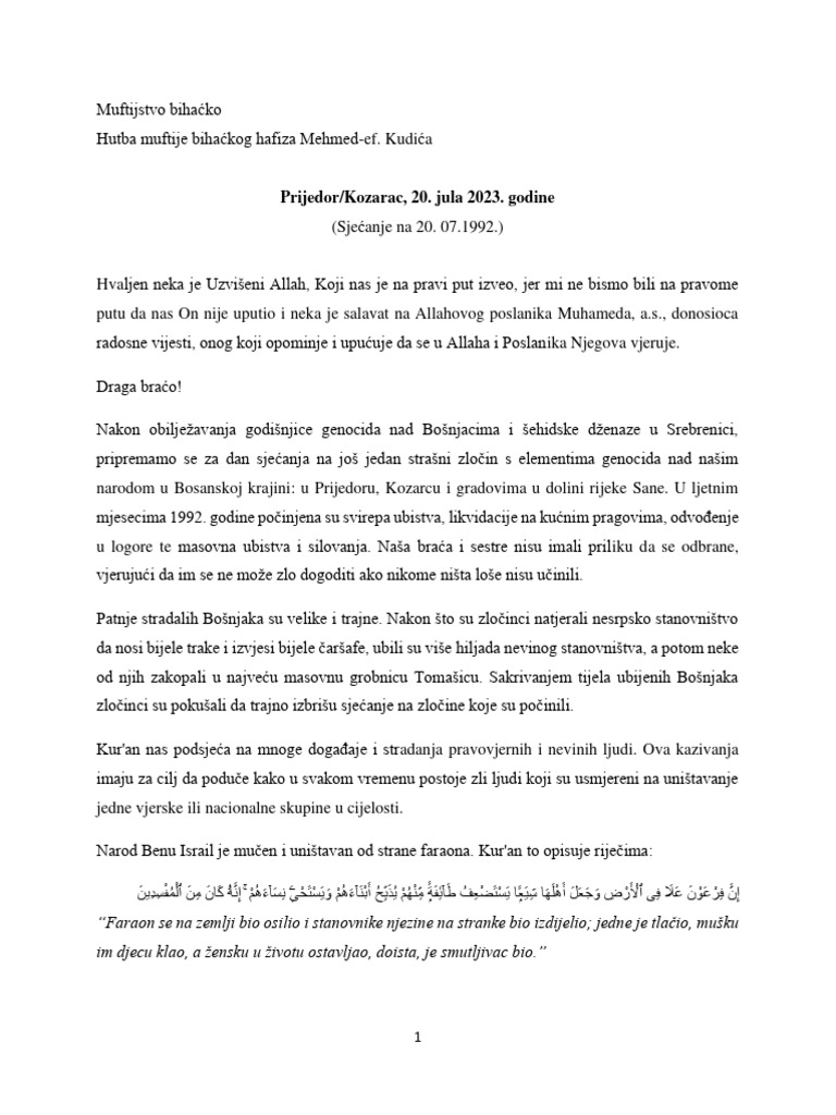 Prijedor, HUTBA, 2023. | PDF