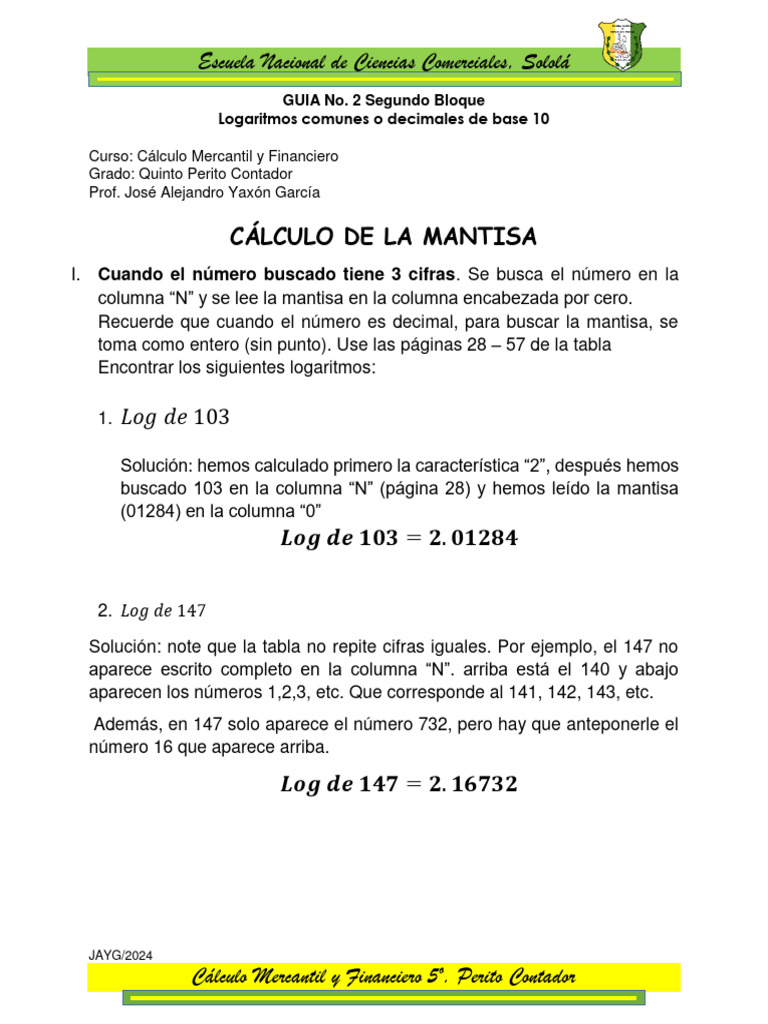 Guía Logaritmos Base 10 para Contadores | PDF | Logaritmo | Aritmética